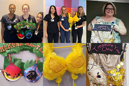 Showing off our bras for breast cancer awareness